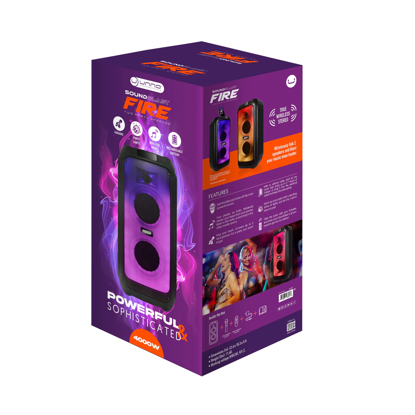 Unno Tekno SOUNDBLAST FIRE TWS PARTY SPEAKER SP9435BK – mayaselectronics.bz