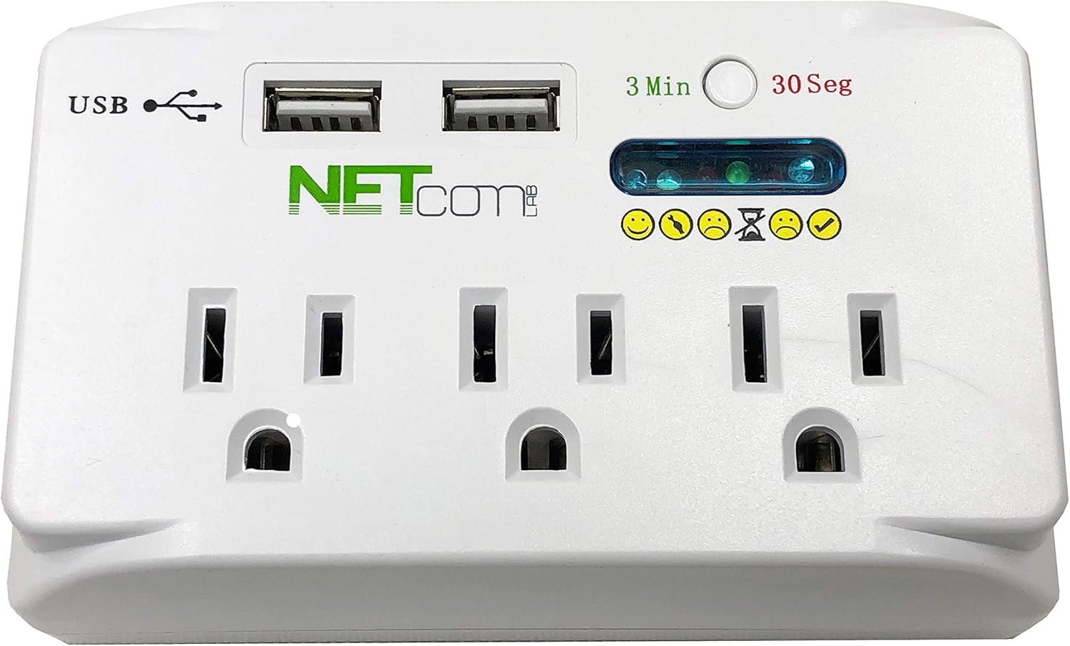 Surge Protector , 120v, 15A, 3 Outlets + USB, Under Over ...