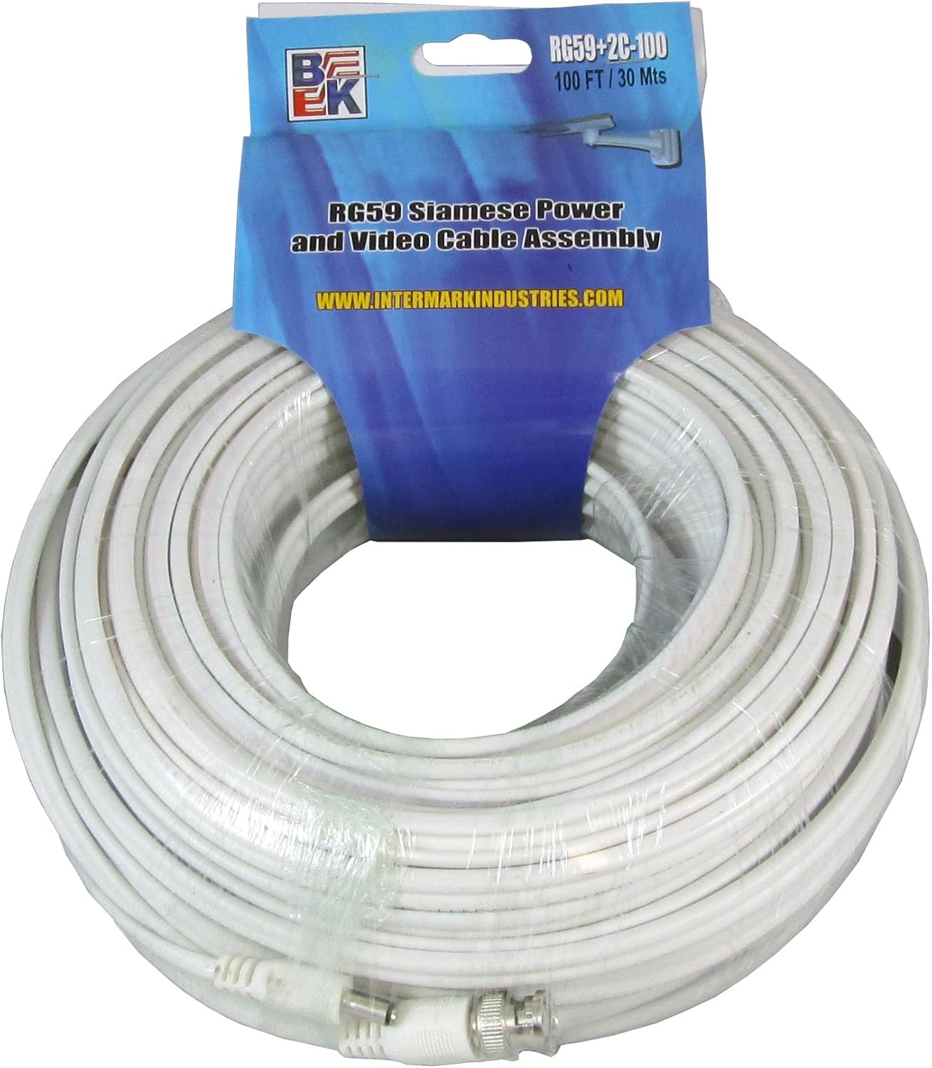 Cable, Siamese, Power + Video, 100ft , White, BK - mayaselectronics.bz
