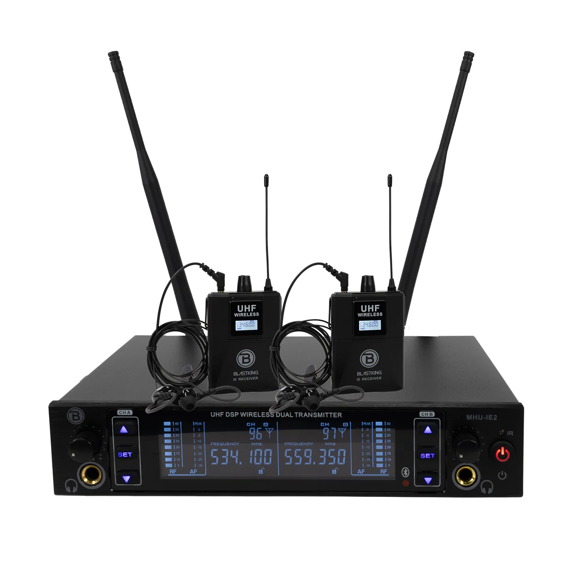 Blastking MHU-IE2 Dual UHF Wireless In-Ear Monitor System ...
