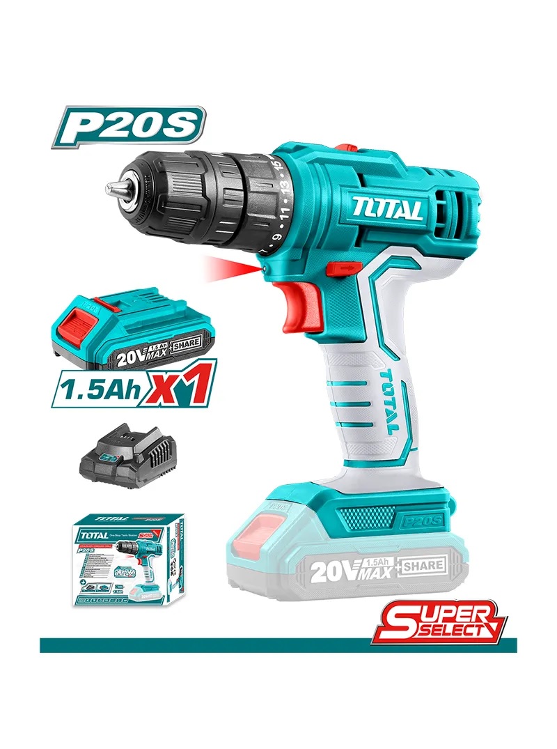 Drill, Cordless, Lithium-ion, 20v, 1.5Ah, 45Nm, Total - mayaselectronics.bz