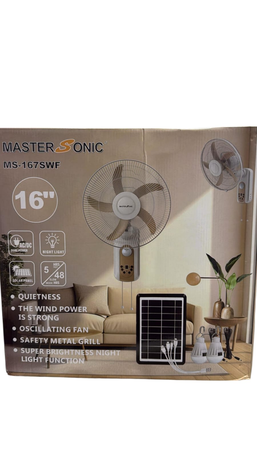 Fan, Rechargeable, Wall, 16”, MasterSonic - mayaselectronics.bz