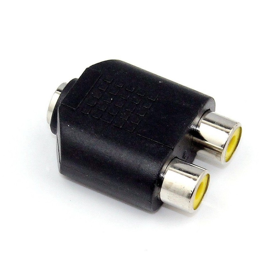 Connector, Adapter, 3.5mm Female Jack to 2 RCA Female Jacks ...