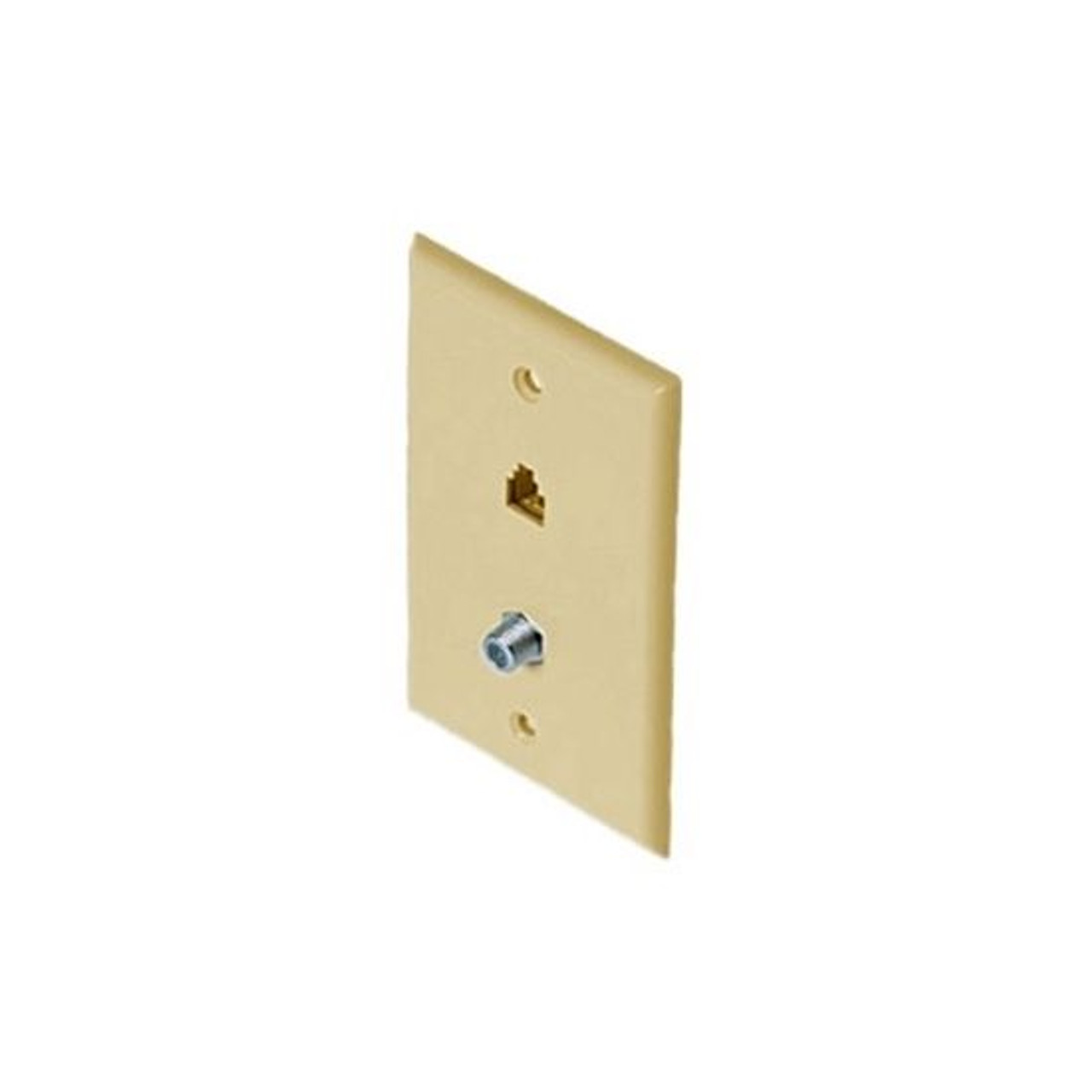Wall Plate, Phone Jack + Coaxial Video, Ivory - mayaselectronics.bz